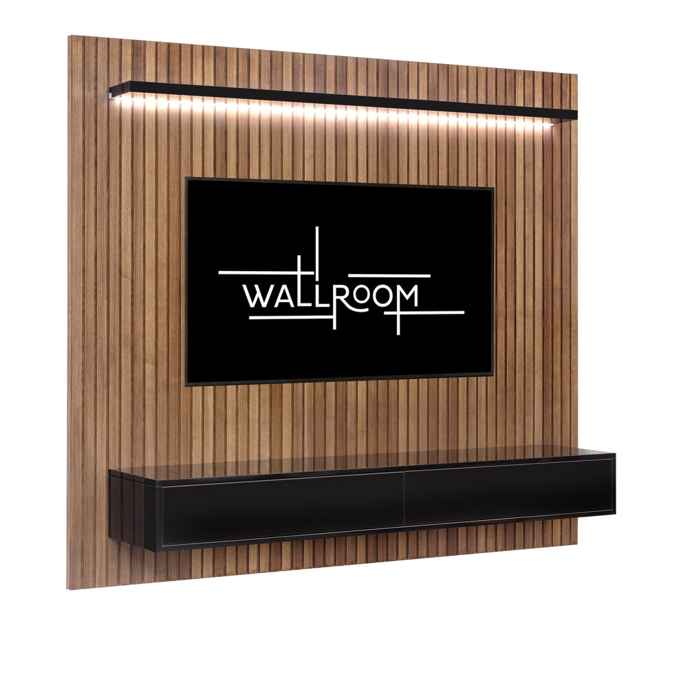Light Wood TV Stand | Slatted Backboard | Strip Lights